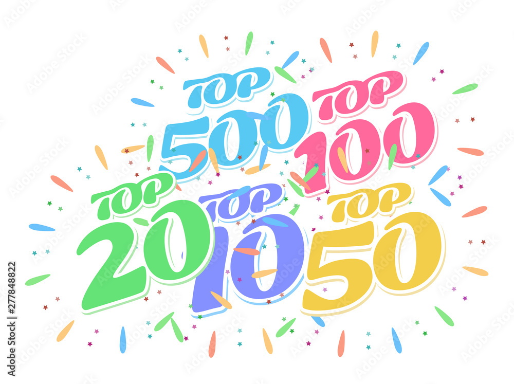 Colored Fireworks from inscriptions - tor 5, top 10, top 50, top 100 ...