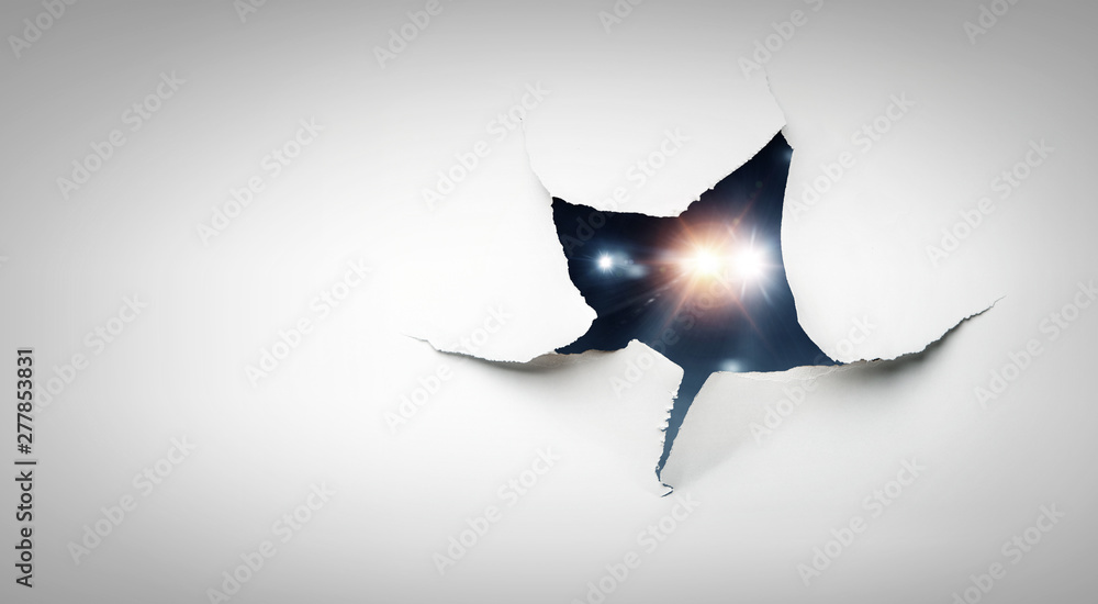 Paper torn hole effect with stadium view Stock Photo | Adobe Stock