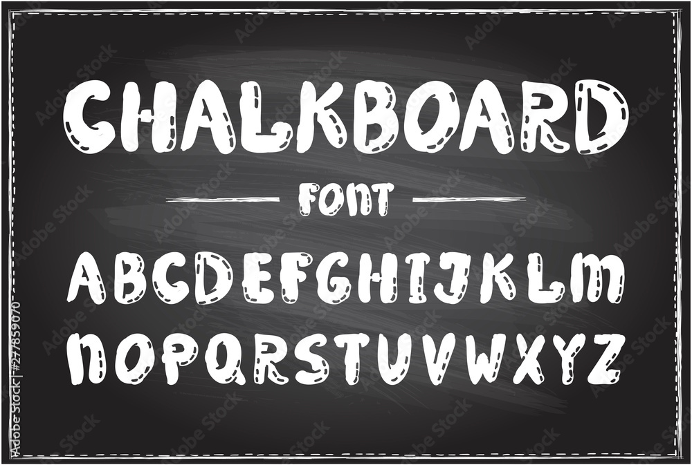 Chalkboard vector font, cartoon typography design on a chalkboard, hand ...