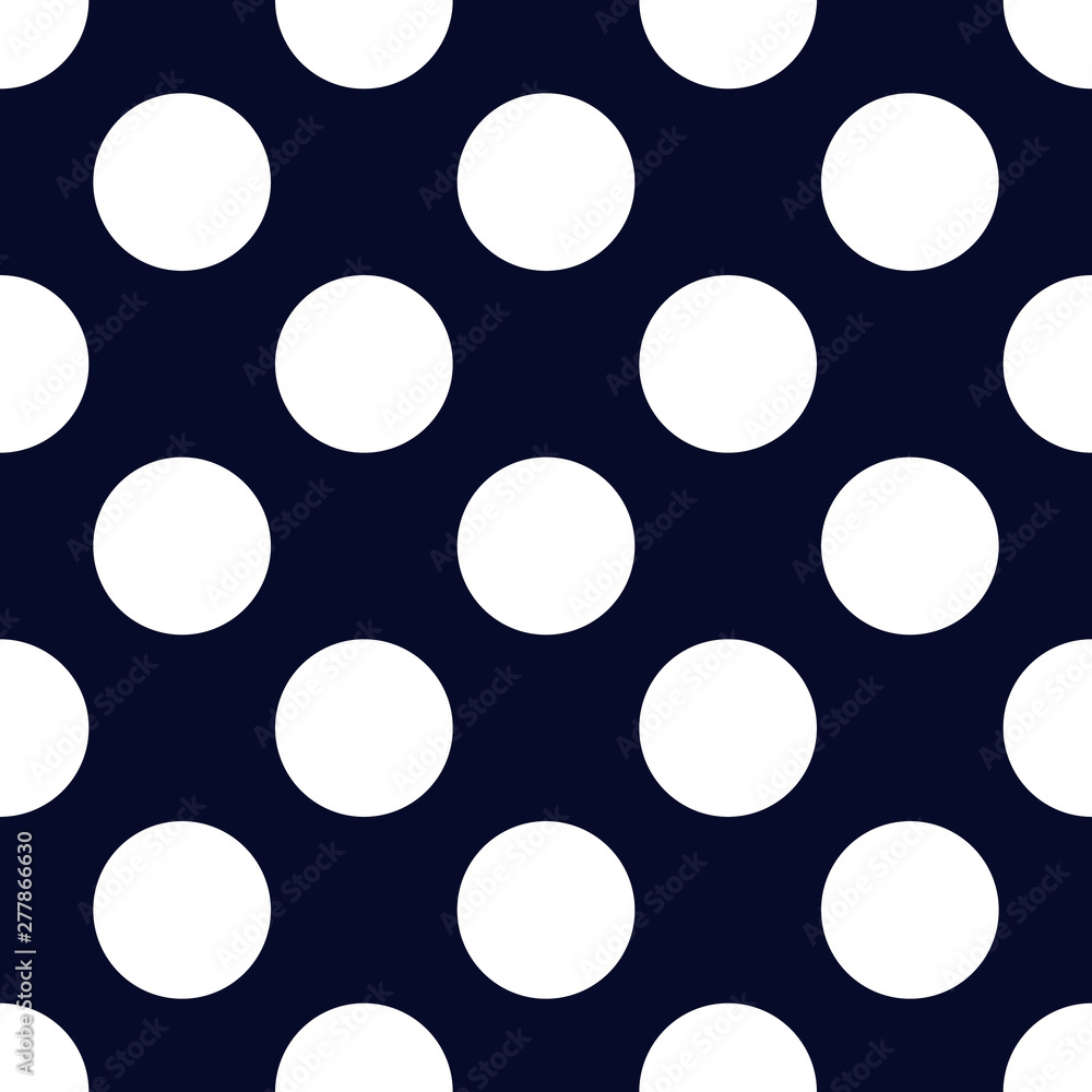 Navy blue and white seamless polka dot pattern. vector modern design ... Navy blue and white seamless polka dot pattern. vector modern design ...