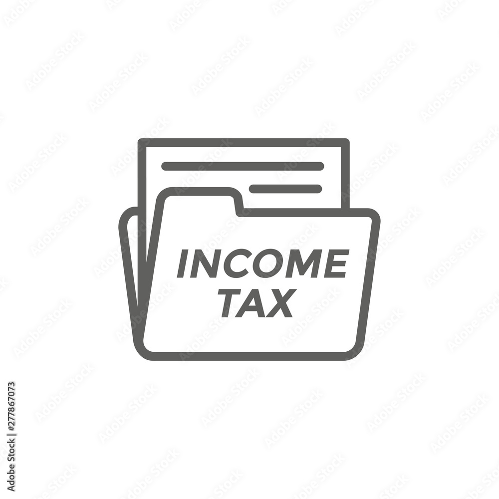 Tax concept with percentage paid, icon and income idea. Flat vector ...