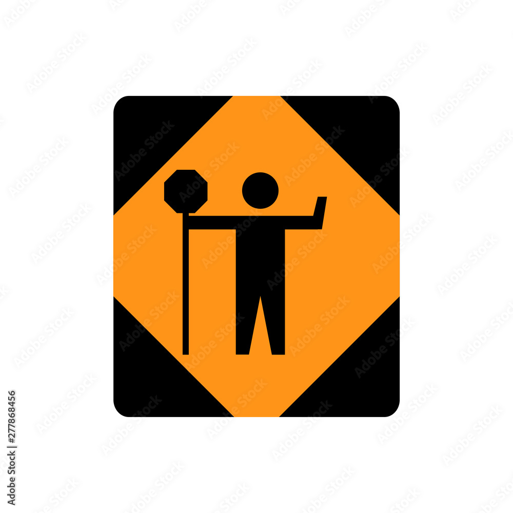 USA traffic road signs.traffic control person ahead. vector ...