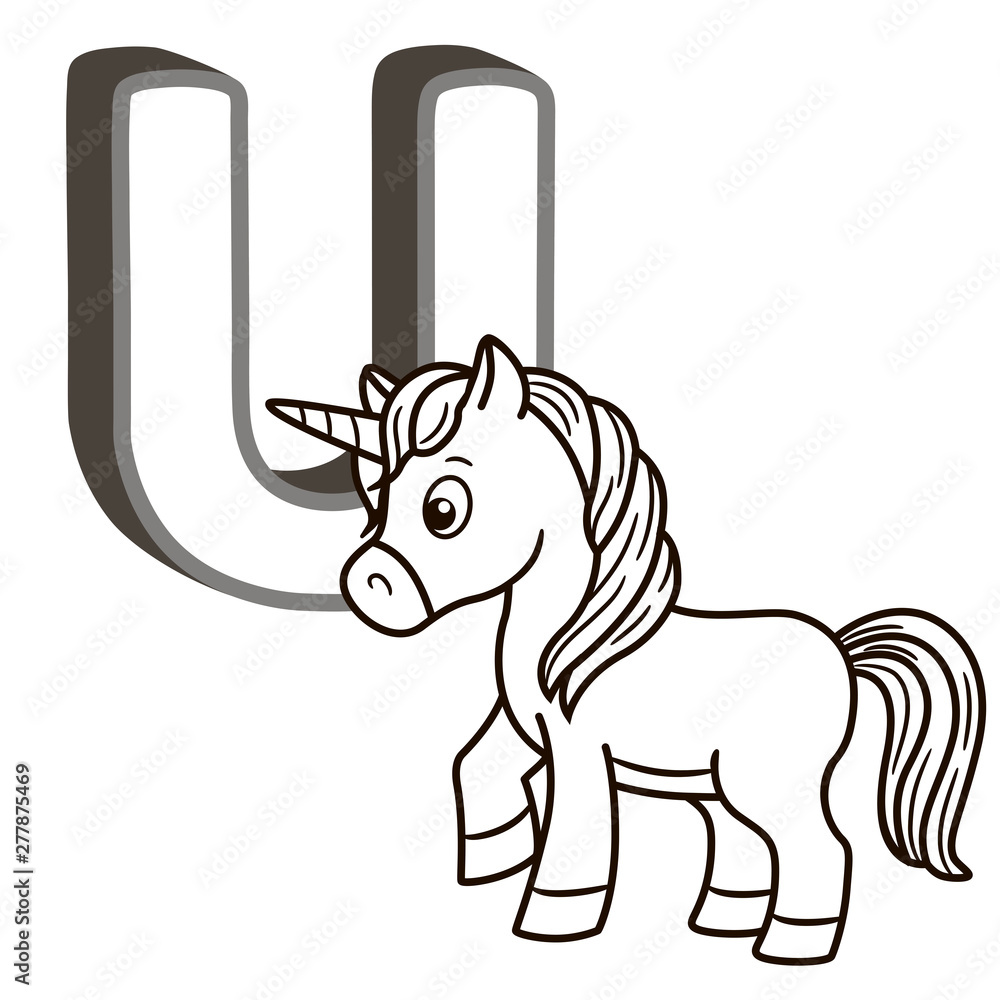 coloring book alphabet with capital letters of the English and cute ...