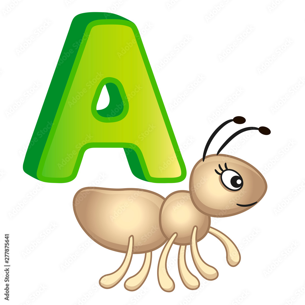 bright illustrations alphabet with capital letters of the English and ...