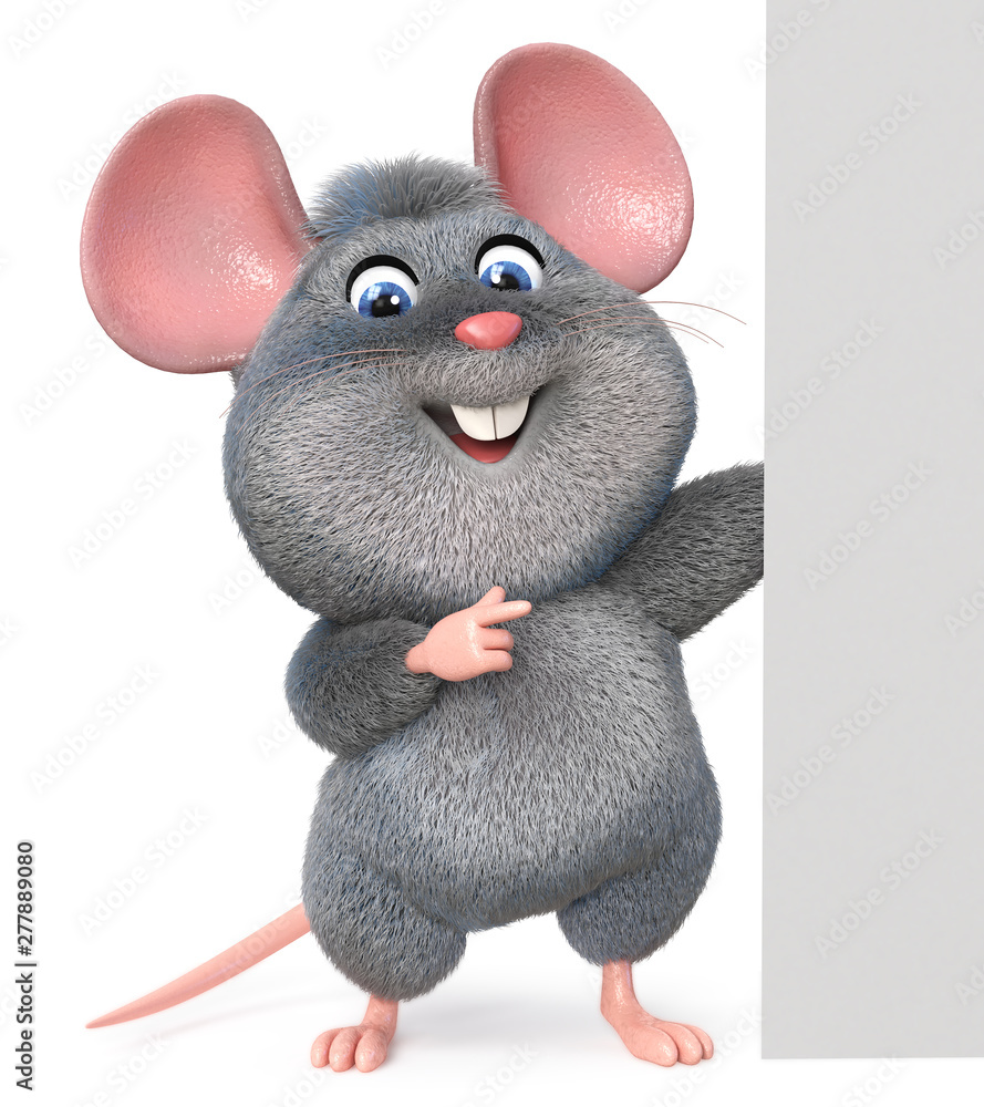 3d illustration funny mouse with poster/3d illustration home wrecker ...