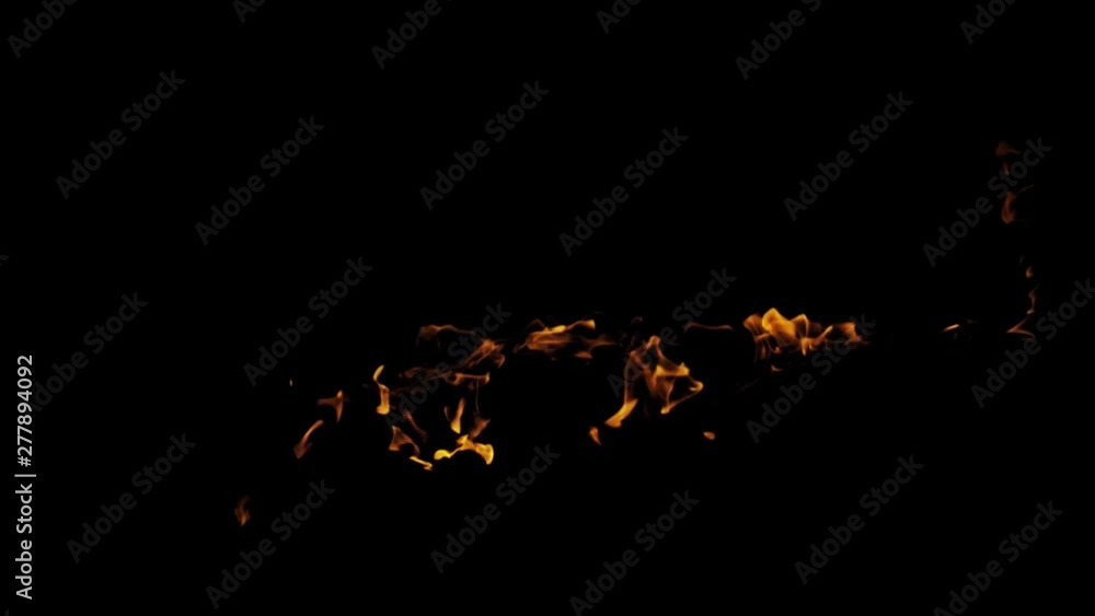 Fire Flames Igniting And Burning - Slow Motion. A line of real flames ...