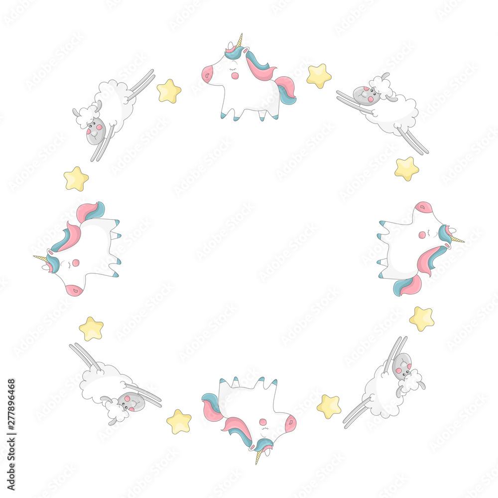 Frame template with cartoon characters. Stock Vector | Adobe Stock