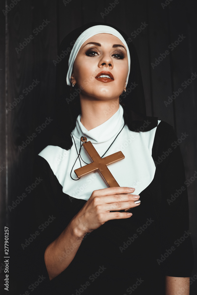 Sexy Nun Prays Indoor Beautiful Young Holy Sister Young Beautiful
