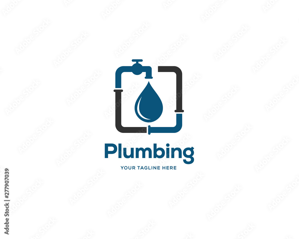 plumbing service logo with pipes drain concept, repair works logo ...
