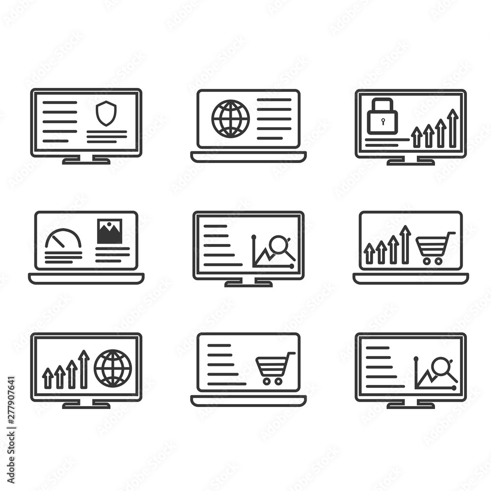 Project dashboard linear icon set template color editable. Dashboard ...