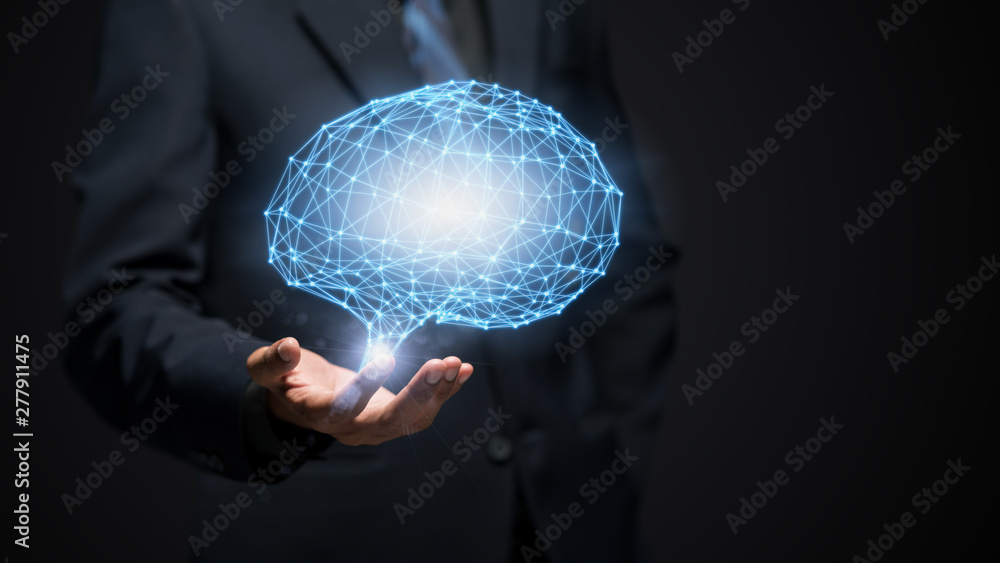 human hand holding brain, Artificial Intelligence, AI Technology ...