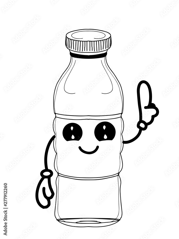 cute kawaii bottle water pointing hand cartoon illustration drawing ...