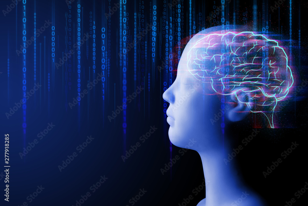 cell neurons brain robot deep learning technology, social network ...
