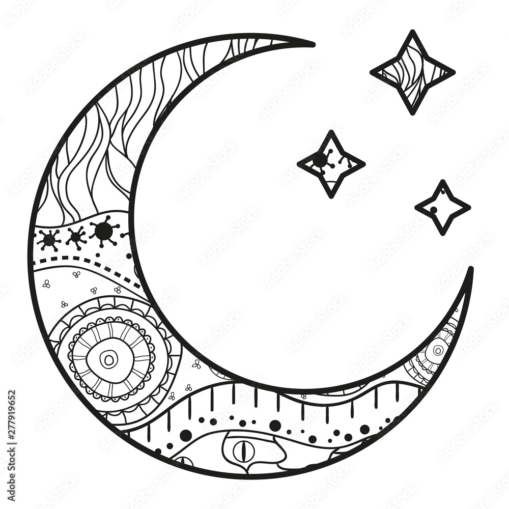 Crescent Moon Line Drawing