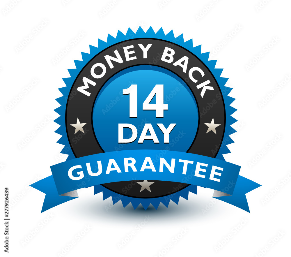 Blue simple yet reliable, medal, Label, Icon, Seal, Sign 14 day money ...