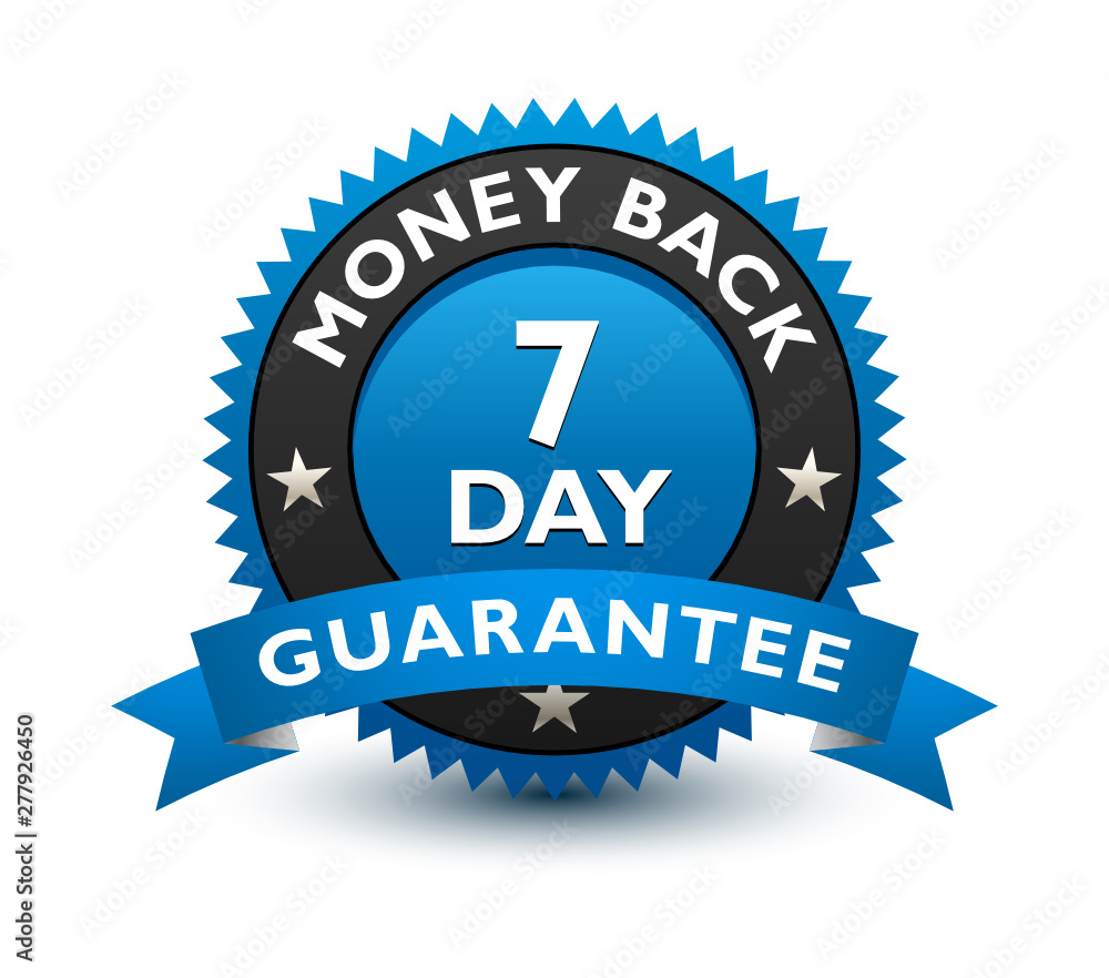 Blue simple yet reliable, medal, Label, Icon, Seal, Sign 7 day money ...