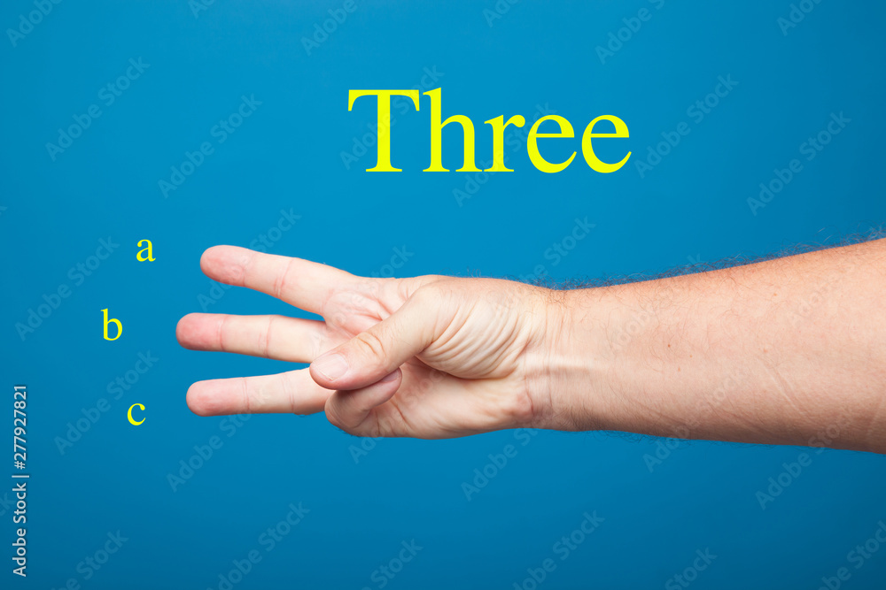 Poster Mano con sus dedos, haciendo signos y símbolos con los dedos ...