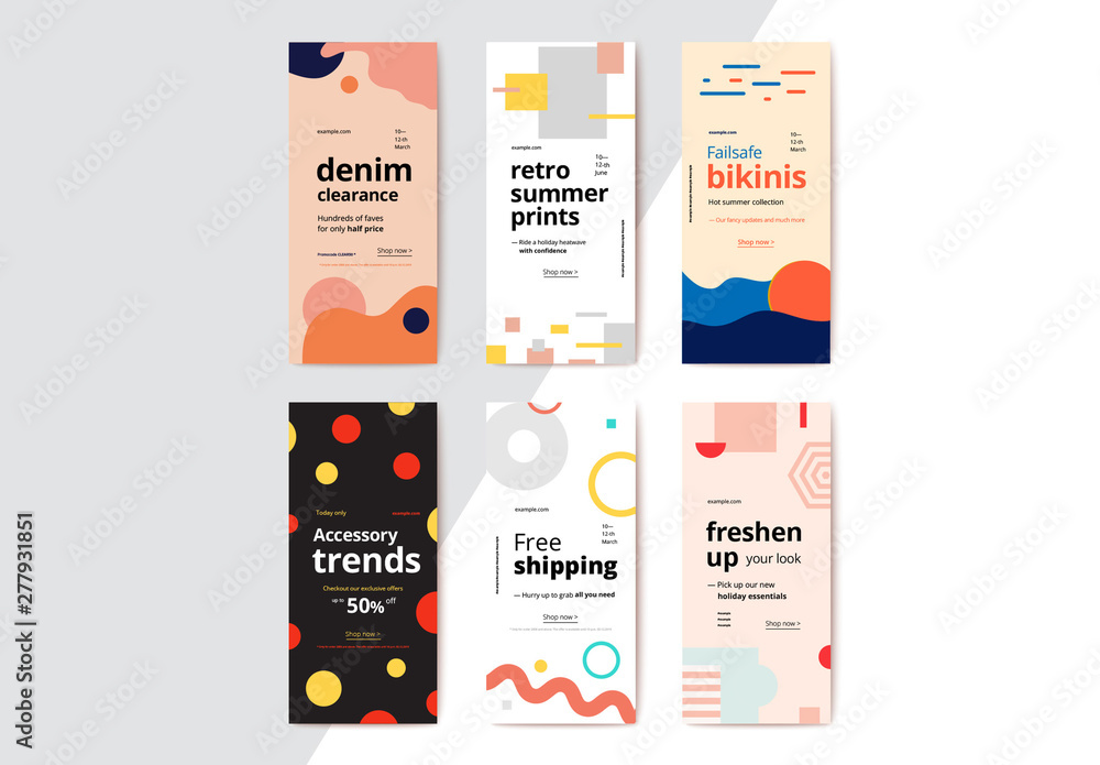 Multicolored Rectangular Social Media Post Layout Set Stock Template ...