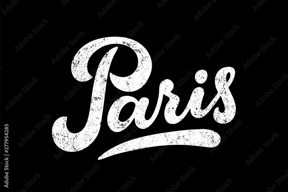 Paris, France hand lettering vector illustration with texture. Stock ...