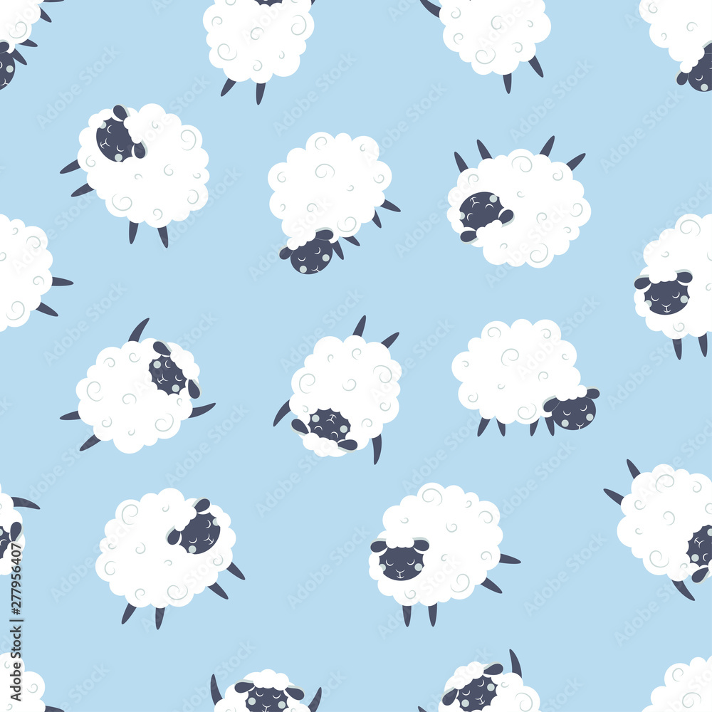 cartoon sheep seamless pattern Stock Vector | Adobe Stock
