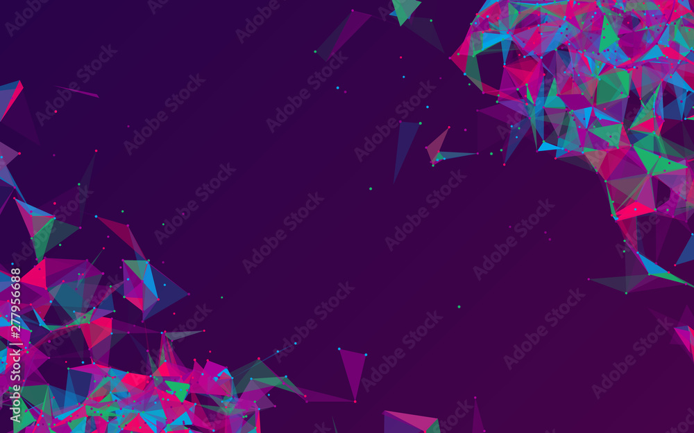 Abstract color connections on purple background. Modern dynamic design ...