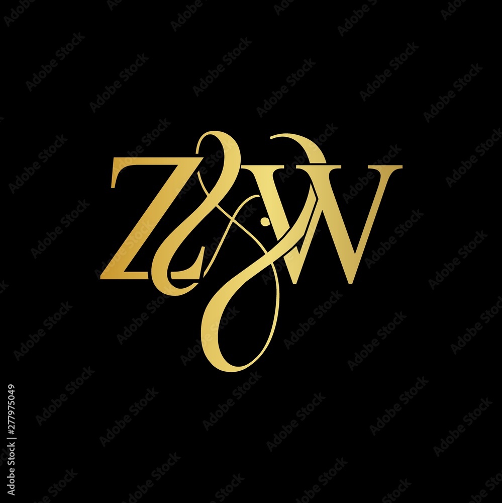 Z & W ZW logo initial vector mark. Initial letter Z & W ZW luxury art ...