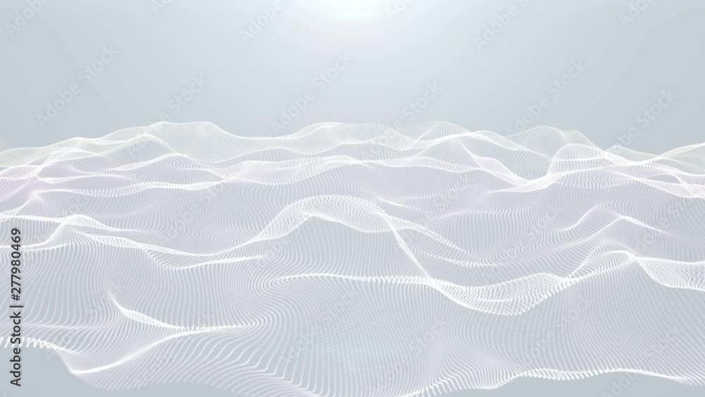 Vidéo Stock 4K Glowing dots surface. Wavy structure .Glow particles. Floating waves effect ...