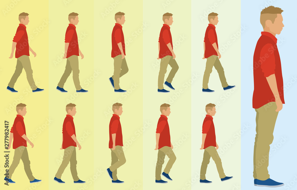 Side Walk Cycle for Teen Boy Stock Vector | Adobe Stock