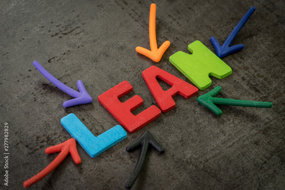 Lean management for agile software development concept, multi color ...