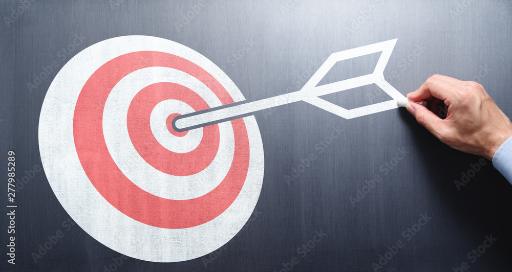 Business target and vision concept. Businessman drawing target and ...