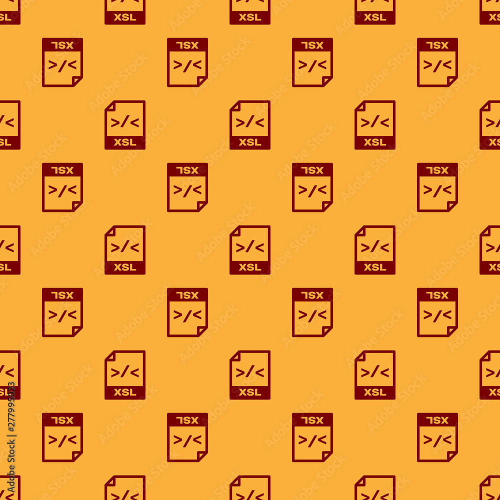 Red Xsl File Document Icon Download Xsl Button Icon Isolated Seamless Pattern On Brown