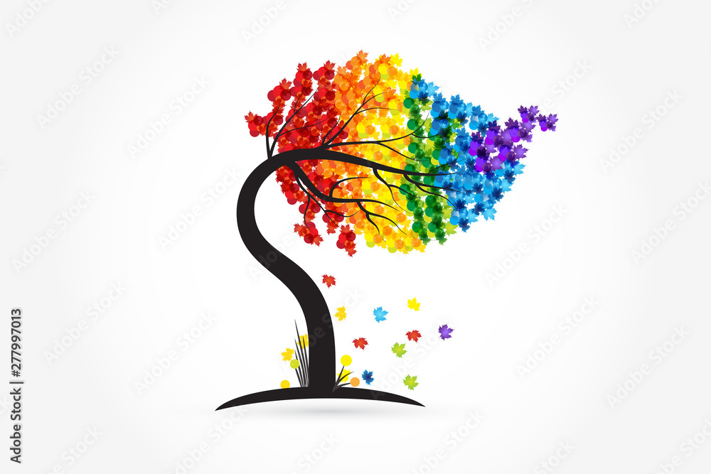 Tree rainbow identity card logo vector Stock Vector | Adobe Stock