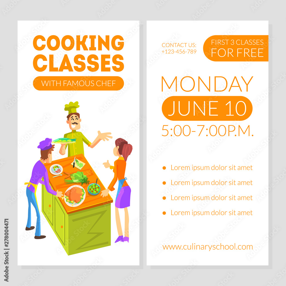 Cooking Classes Card Template with Place for Text, Culinary School ...