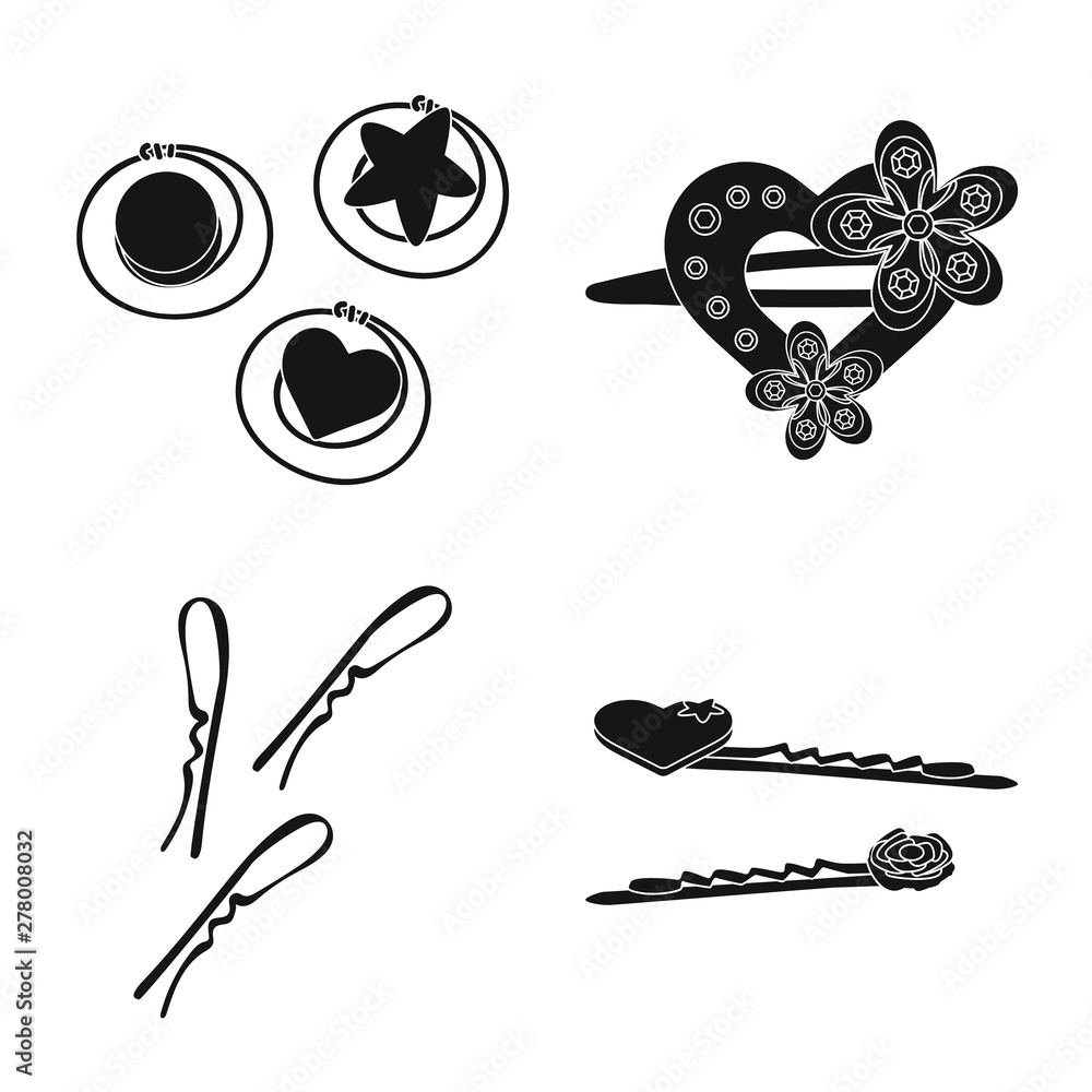 Vector illustration of hairstyle and female sign. Set of hairstyle and ...