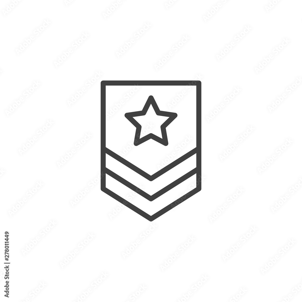 Military rank line icon. Army badge linear style sign for mobile ...