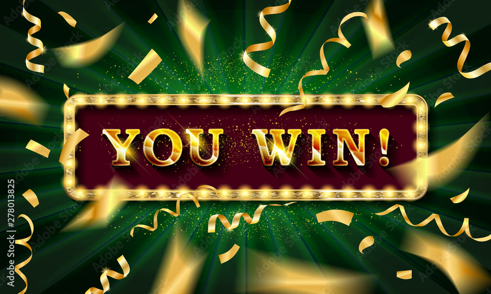 You Win text over color golden confetti Stock Vector | Adobe Stock