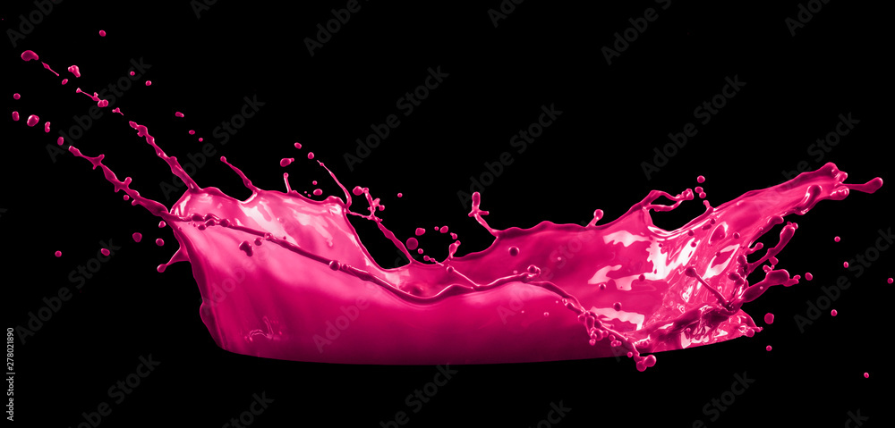 pink paint splash isolated on black background Stock Photo | Adobe Stock