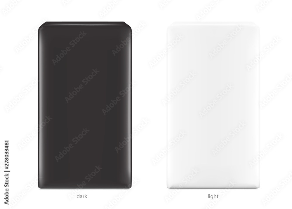 High realistic clean vertical black and white bag mockup. Front view ...