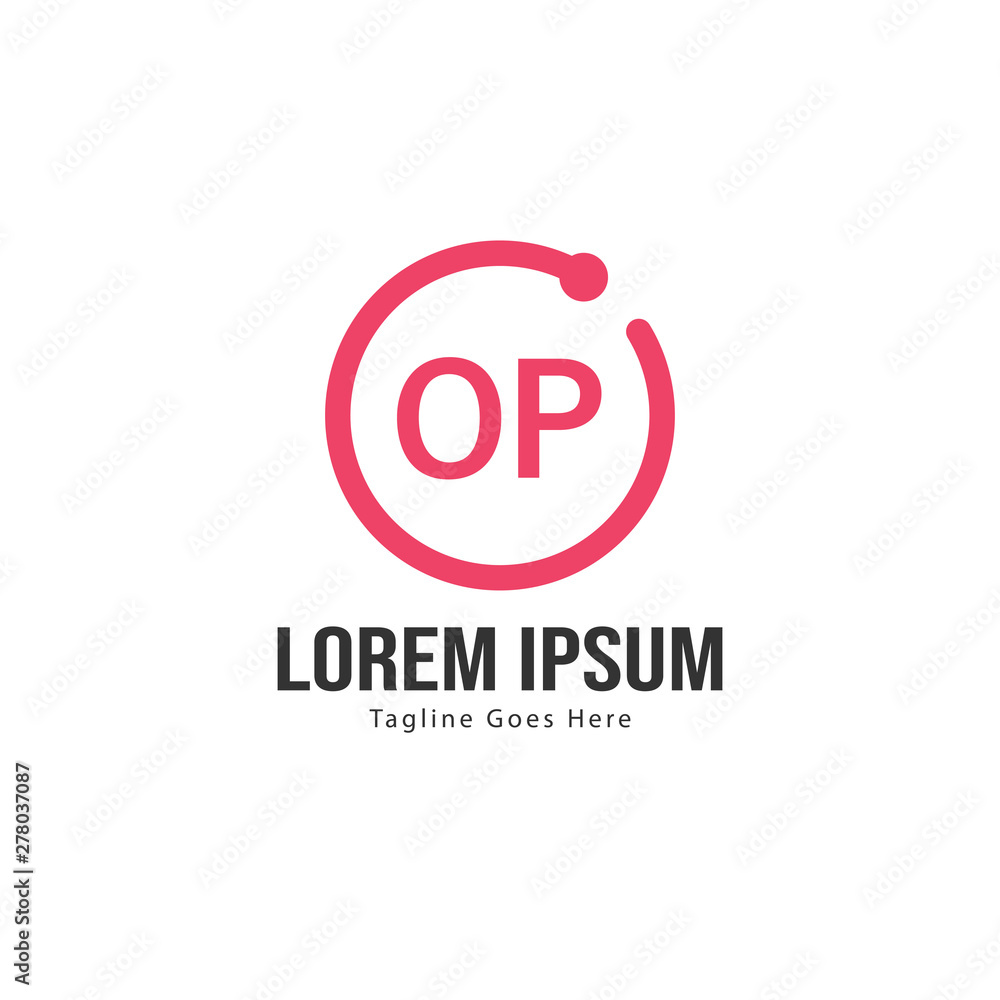 Initial OP logo template with modern frame. Minimalist OP letter logo ...
