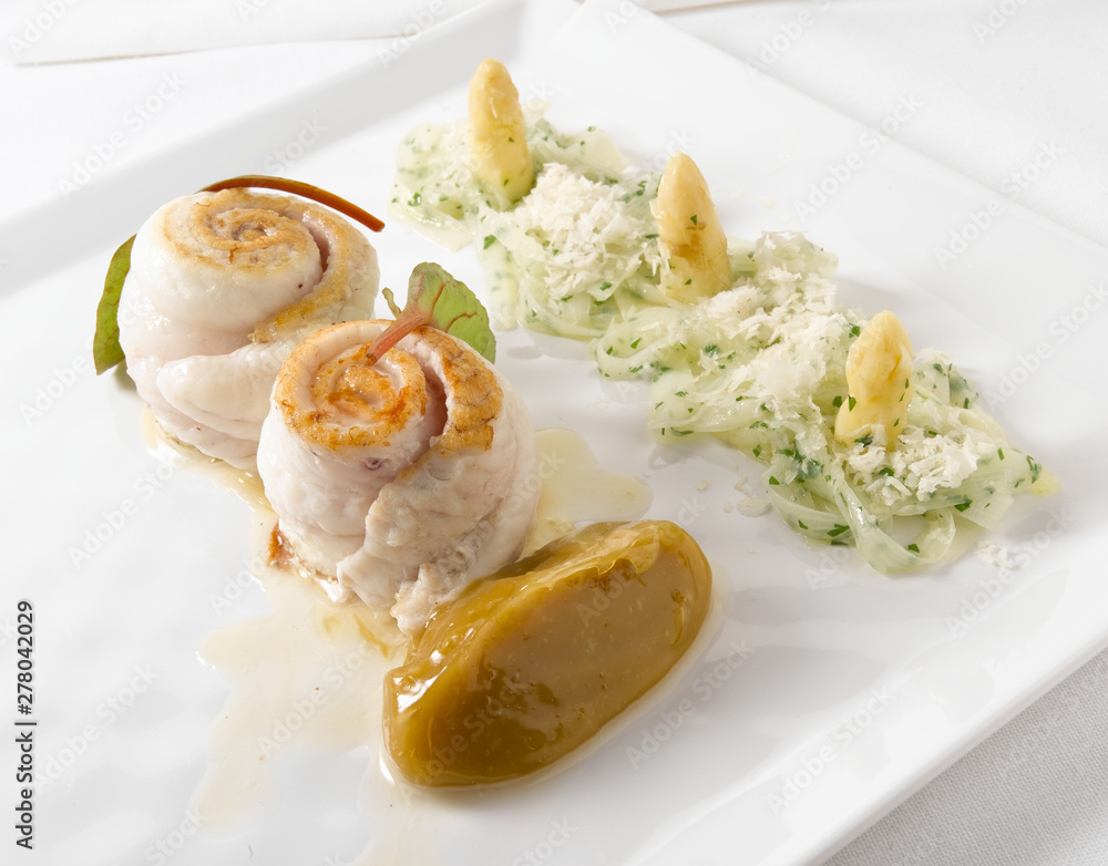 pescado receta gourmet, lenguado en espiral. gourmet recipe fish ...