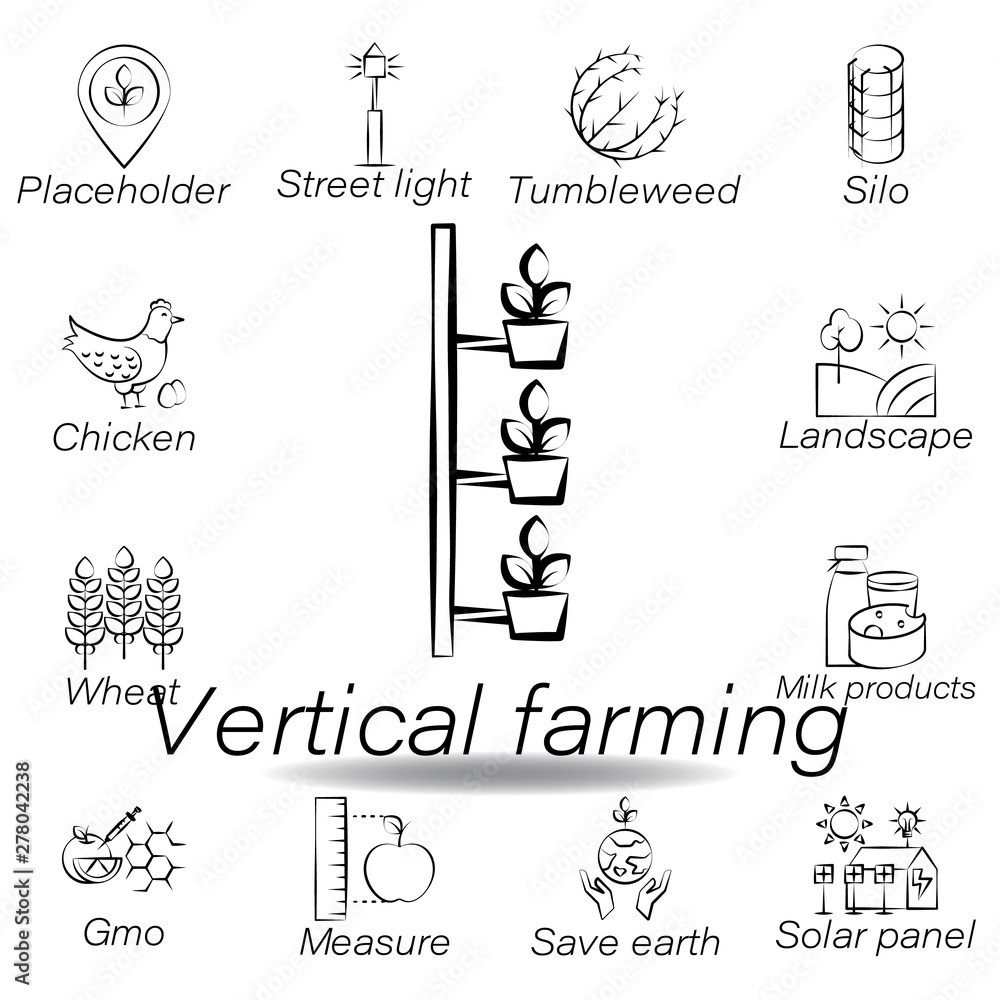 vertical farming hand draw icon. Element of farming illustration icons ...