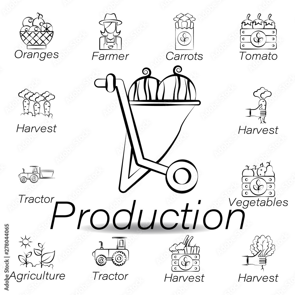 production hand draw icon. Element of farming illustration icons. Signs ...