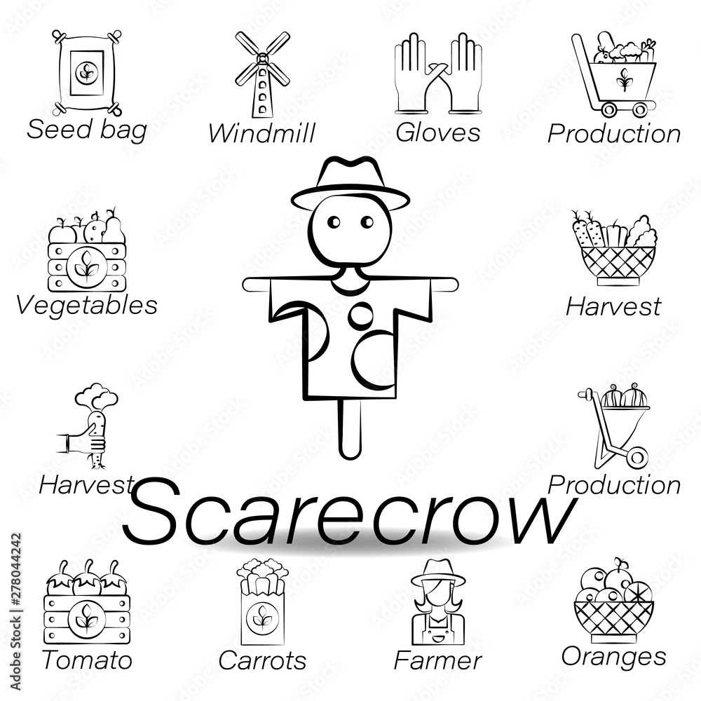 scarecrow hand draw icon. Element of farming illustration icons. Signs ...