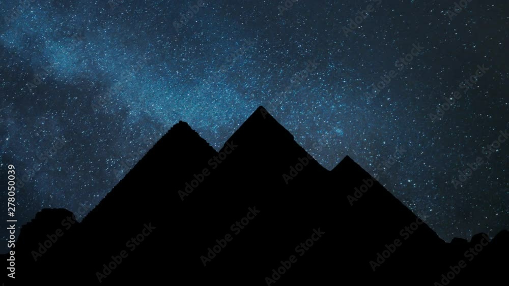Egyptian Pyramids of Giza by Night with Stars and Milky Way, Cairo ...