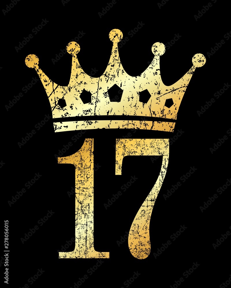 Crown Number 17 (Ancient Gold) Stock Illustration | Adobe Stock