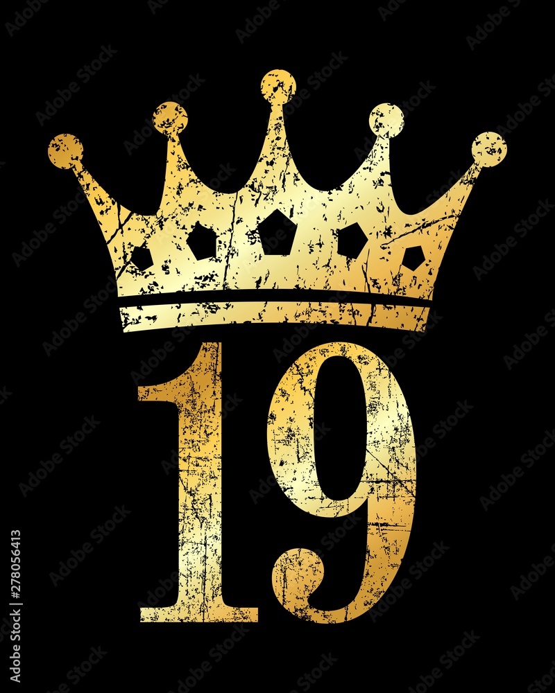 Crown Number 19 (Ancient Gold) Stock Illustration | Adobe Stock