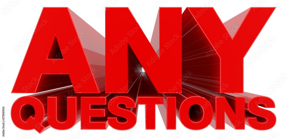 ANY QUESTIONS word on white background 3d rendering Stock Illustration ...