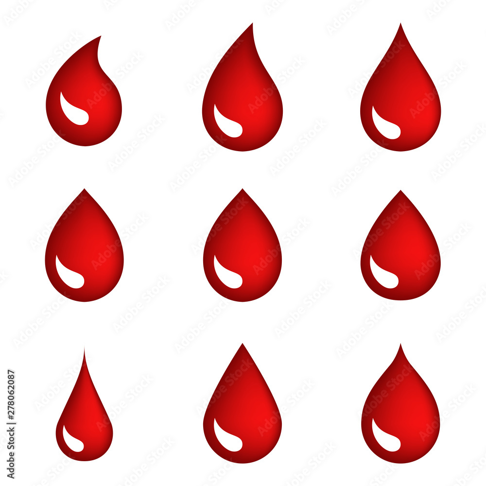 Red Bood Drops Icons or Bleeding Symbols Collection Isolated Stock ...