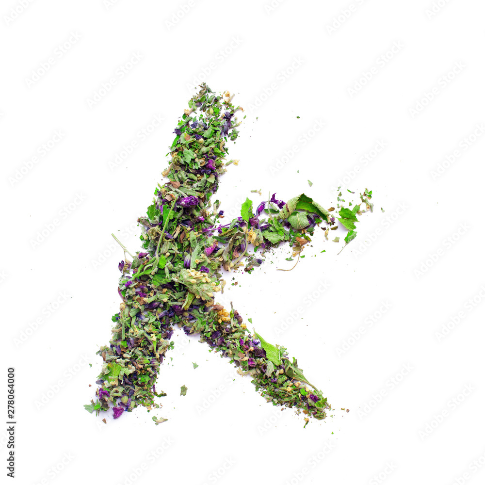 Letter K english alphabet Herbal tea from dried up Stock Photo | Adobe ...