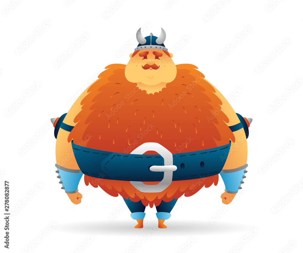 Cartoon viking cute fat character. Funny cartoon. Vector illustration ...